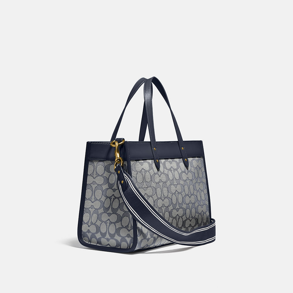 Bolsa Field Tote 30 Coach Azul Marinho - coach