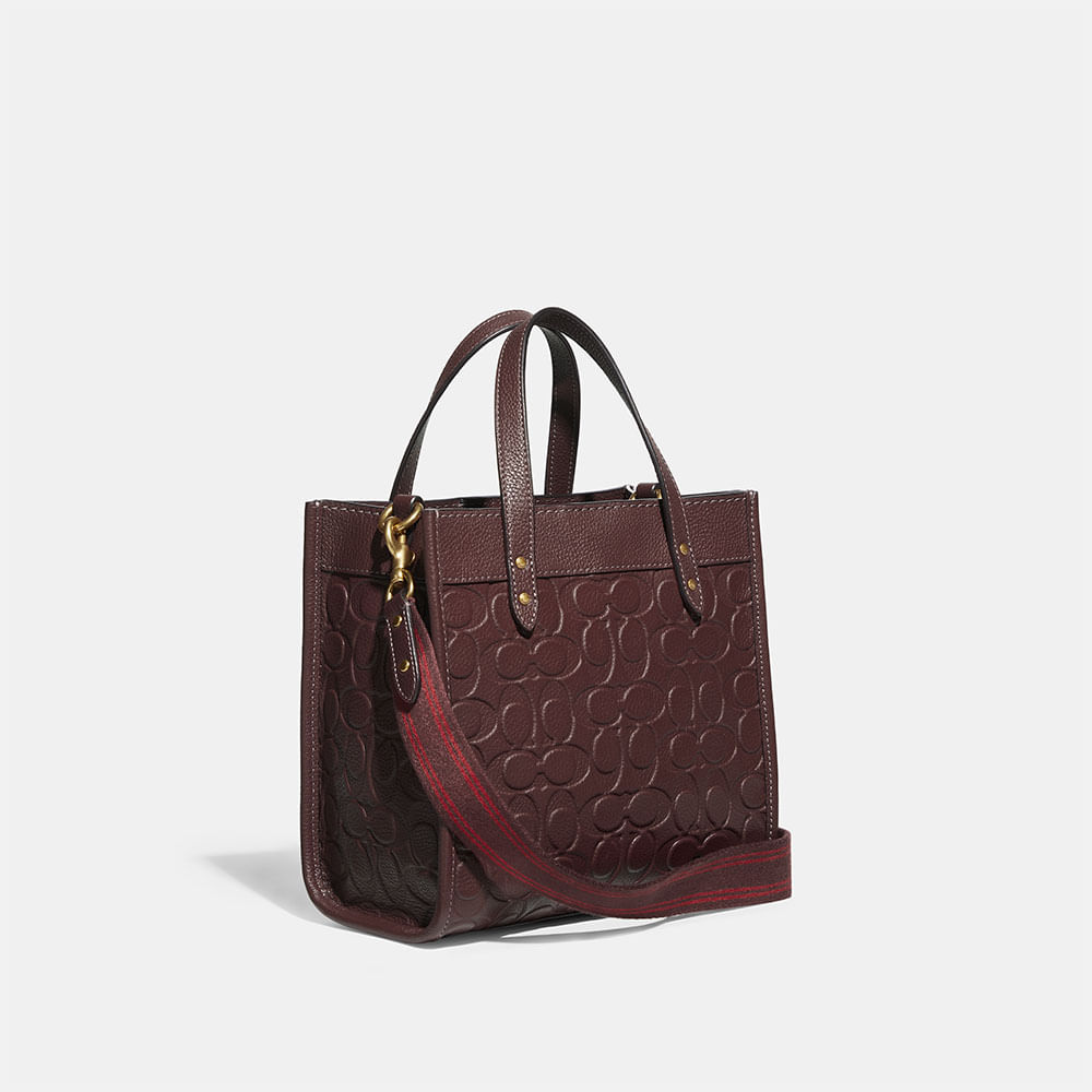 Bolsa Field Tote 22 Signature Coach Vinho - coach