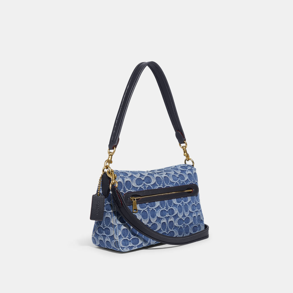 Bolsa Soft Tabby Signature Denim Coach Azul - coach
