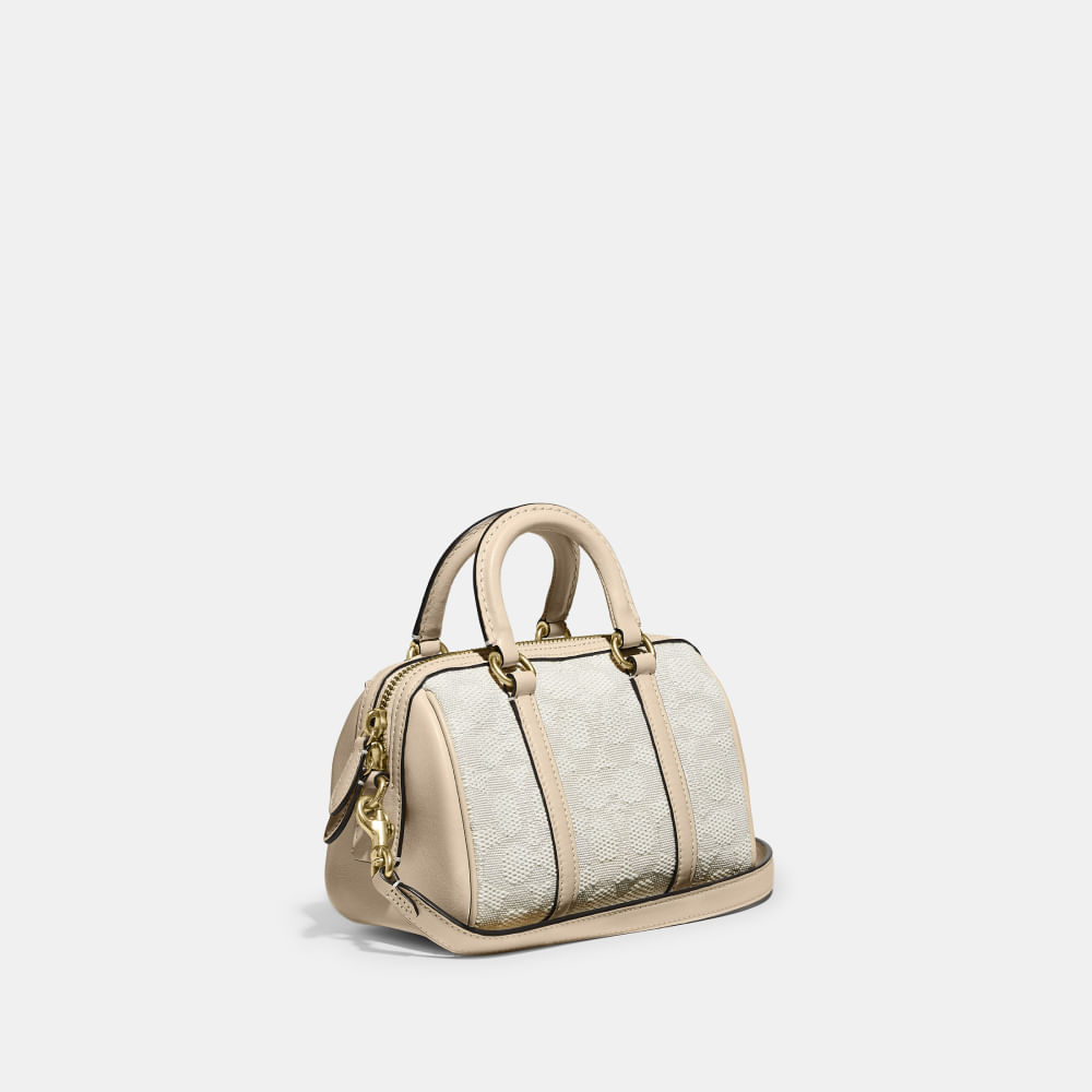 Bolsa Ruby Satchel 18 Jacquard Signature Coach Bege - coach