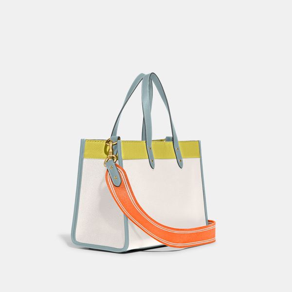 Bolsa Field Tote 30 Colorblock Coach Azul - coach