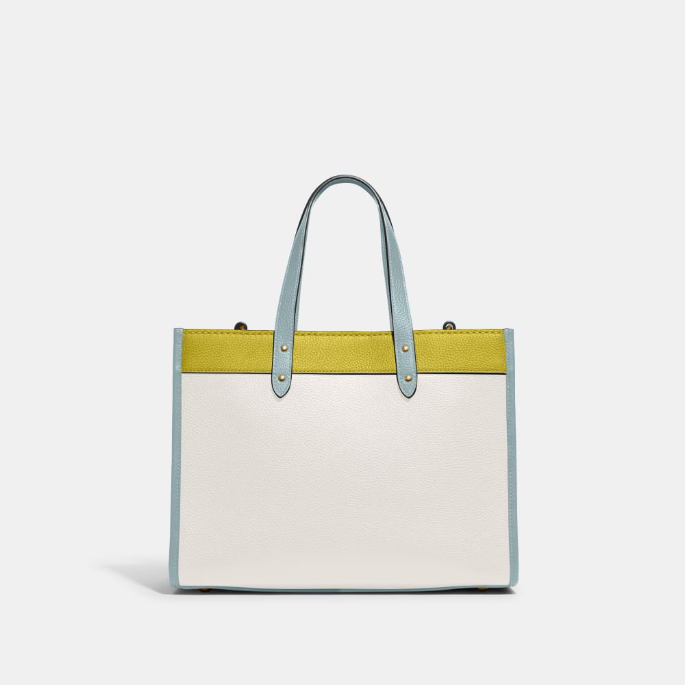 Bolsa Field Tote 30 Colorblock Coach Azul - coach