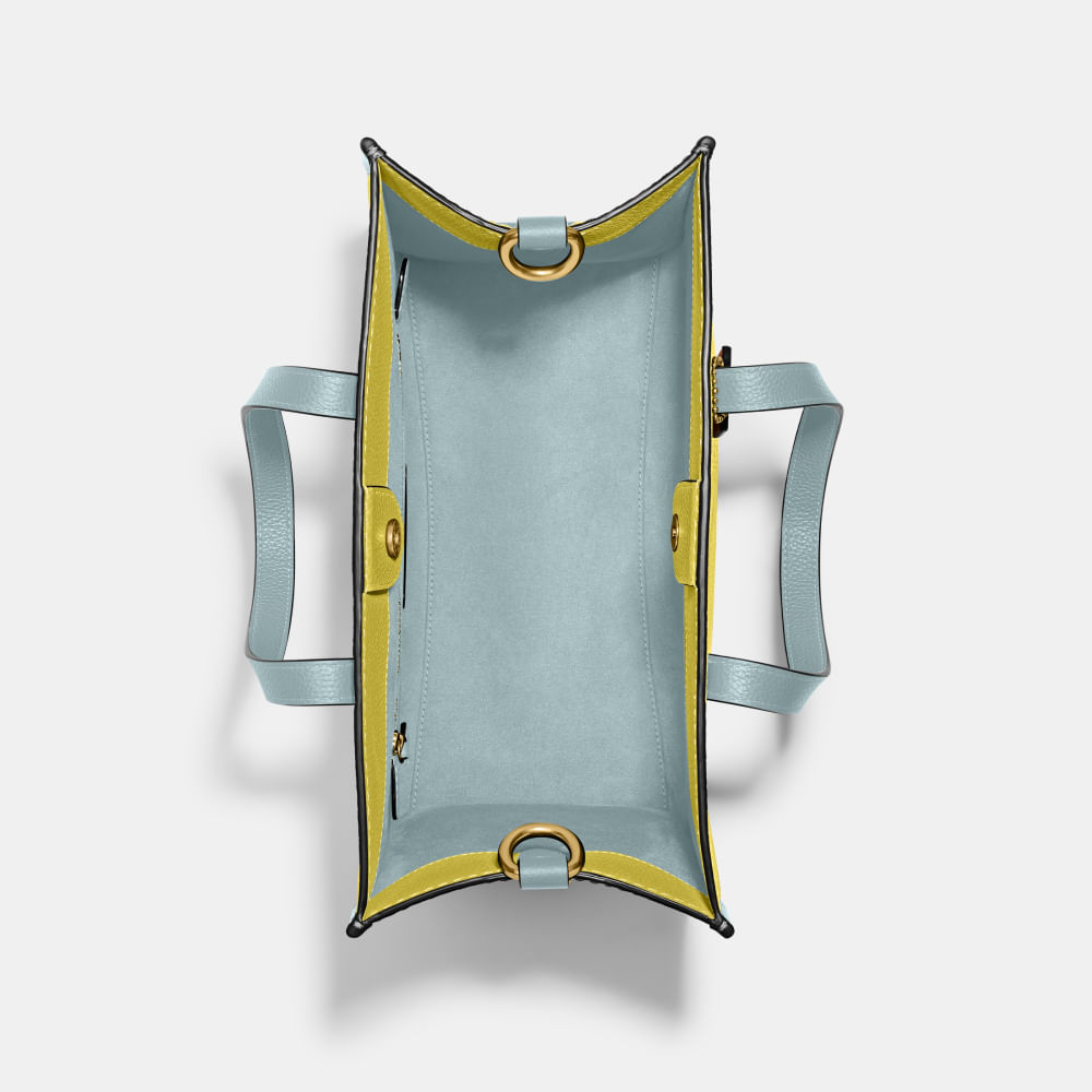 Bolsa Field Tote 30 Colorblock Coach Azul - coach