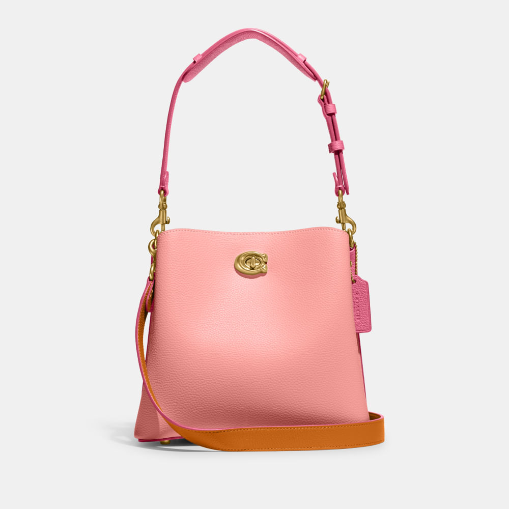 Bolsa Willow Bucket Colorblock Coach Rosa - coach
