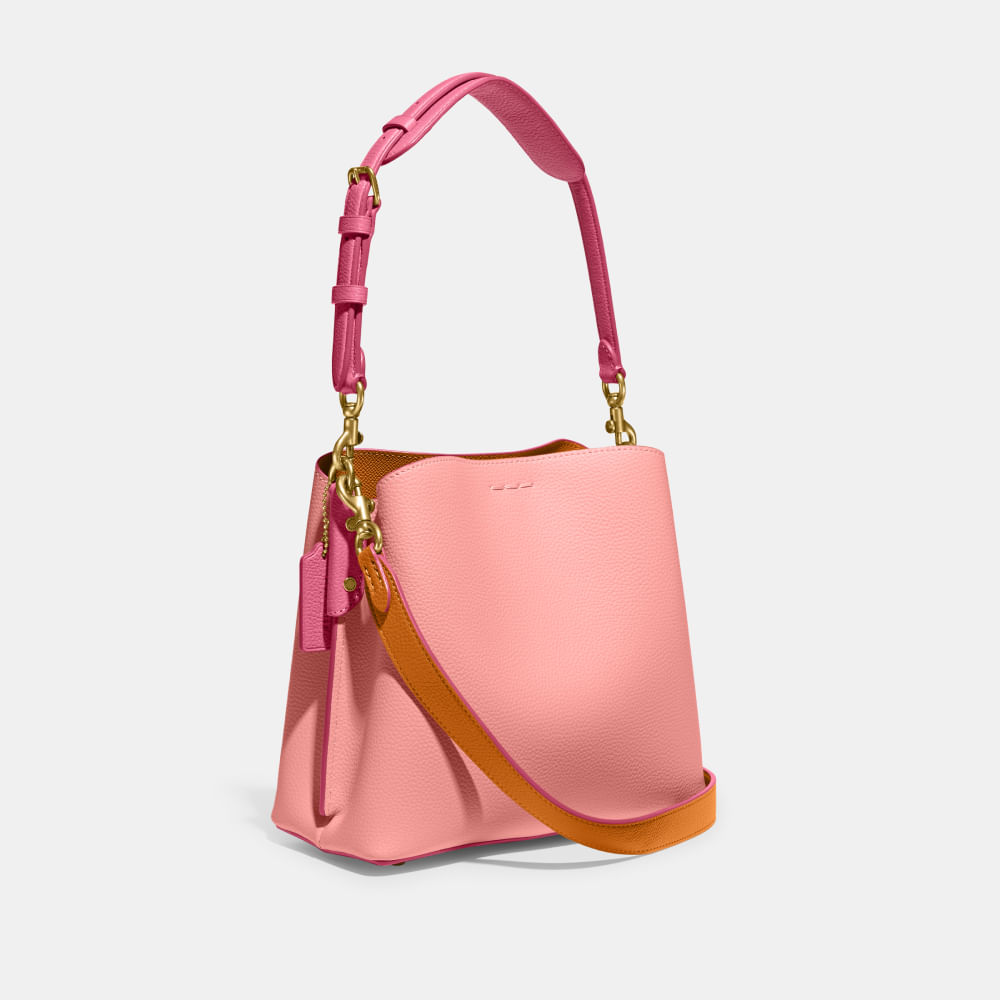Bolsa Willow Bucket Colorblock Coach Rosa - coach