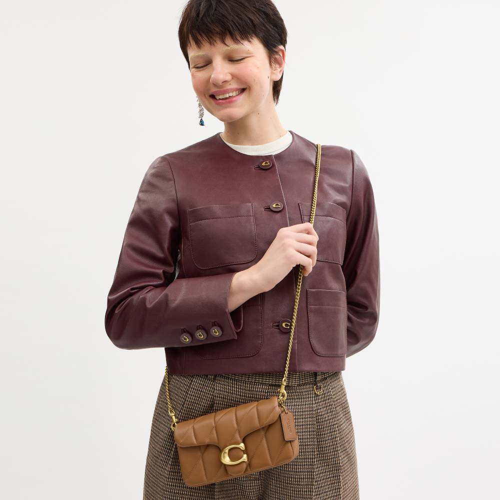 Bolsa Tabby Crossbody Wristlet With Pillow Quilting Coach Caramelo - coach