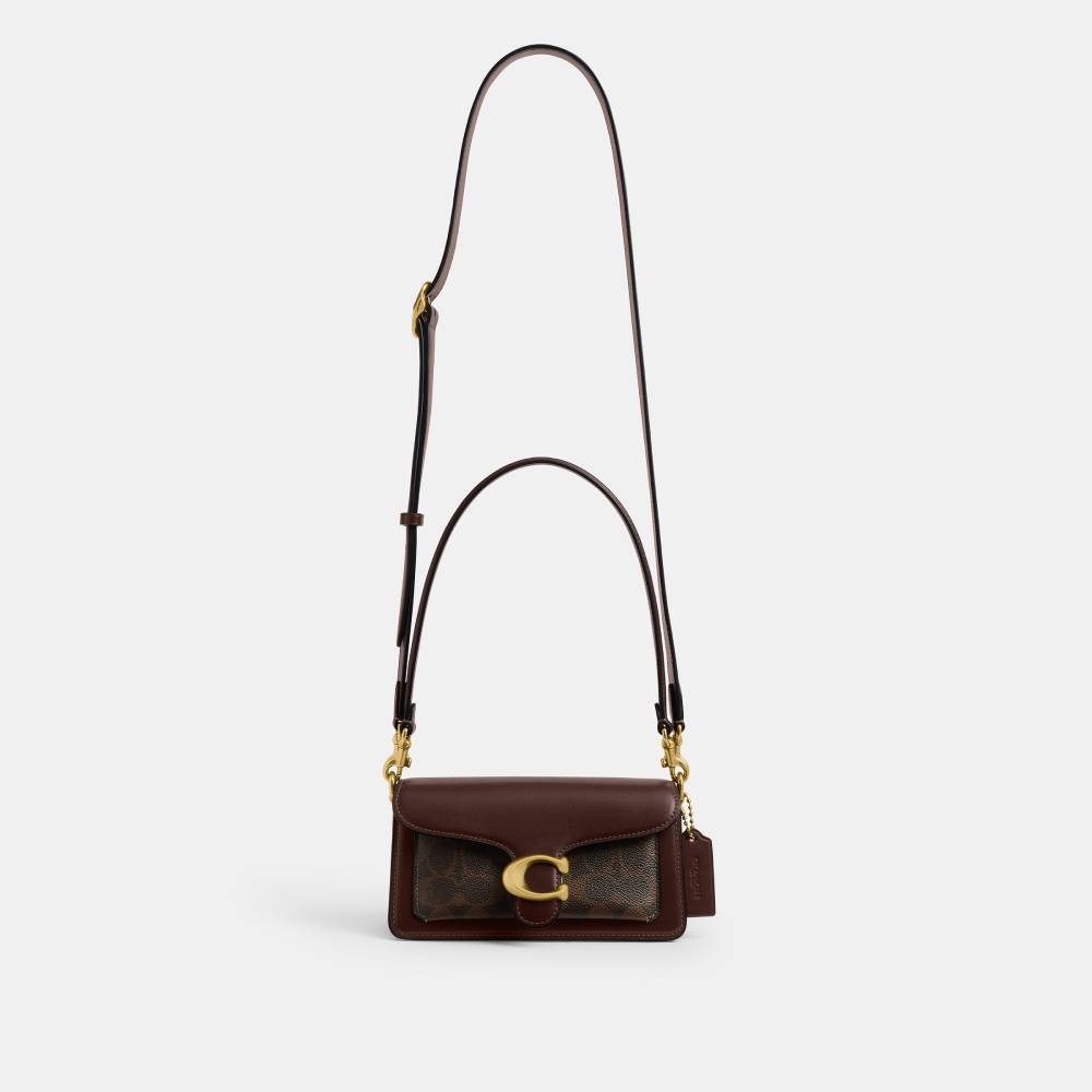 Bolsa Tabby Shoulder 20 Signature Coach Marrom Escuro - coach