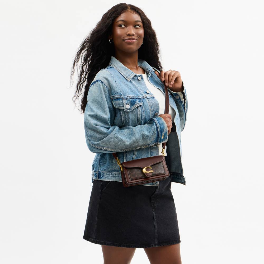 Bolsa Tabby Shoulder 20 Signature Coach Marrom Escuro - coach